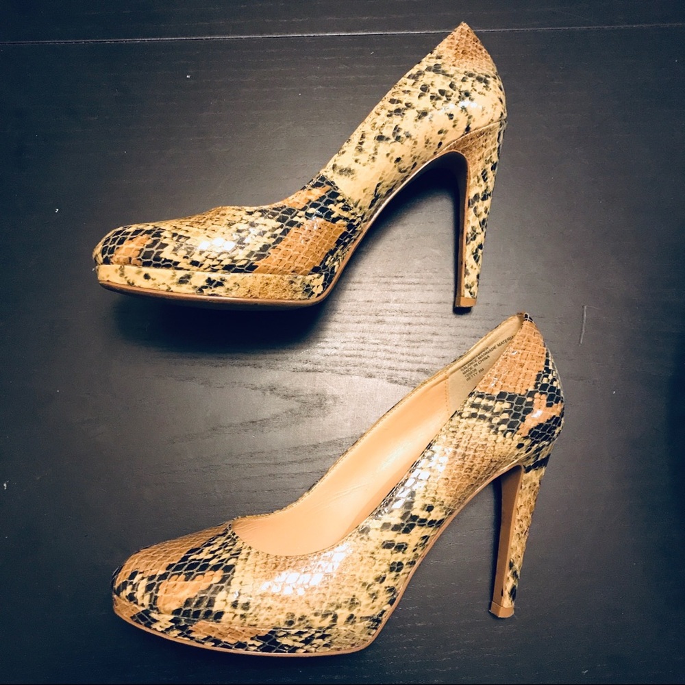 Blake Scott Faux Snakeskin Pumps - Women 8 - Cream An… - Gem